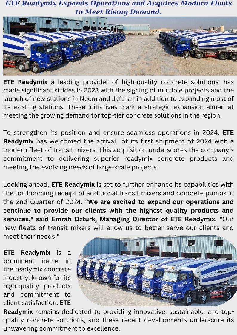 ETE Readymix Expands Operations and Acquires Modern Fleets to Meet ...