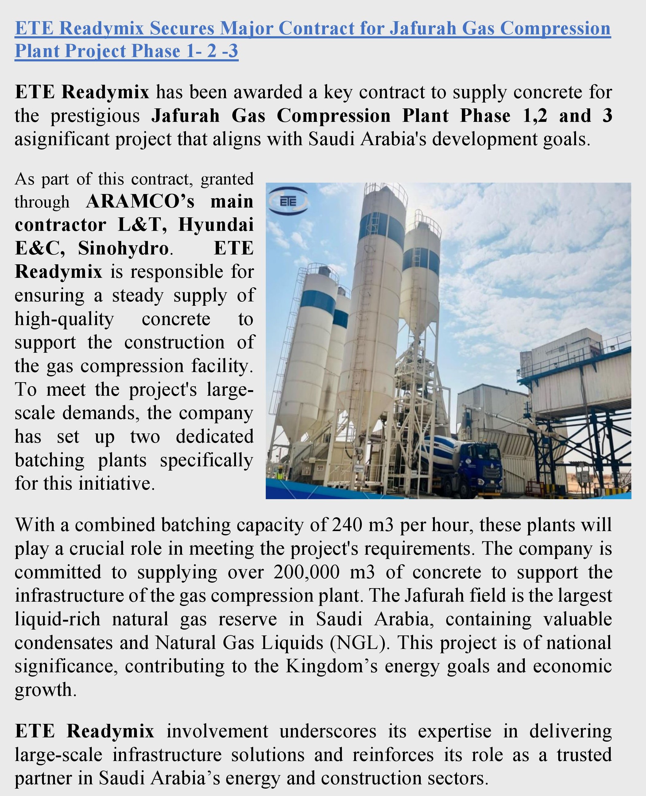 ETE Readymix Secures Major Contract for Jafurah Gas Compression Plant ...